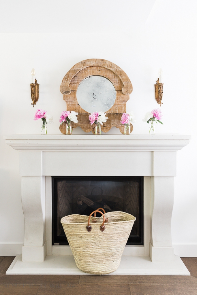 Simple Summer Mantel with Peonies - Jamie Lundstrom