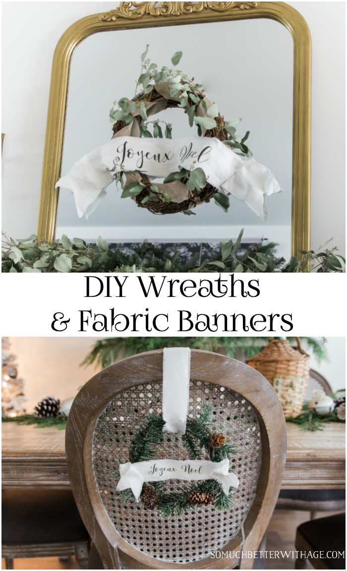 DIY Evergreen Wreaths and Fabric Banners (Free Printables) - Jamie ...