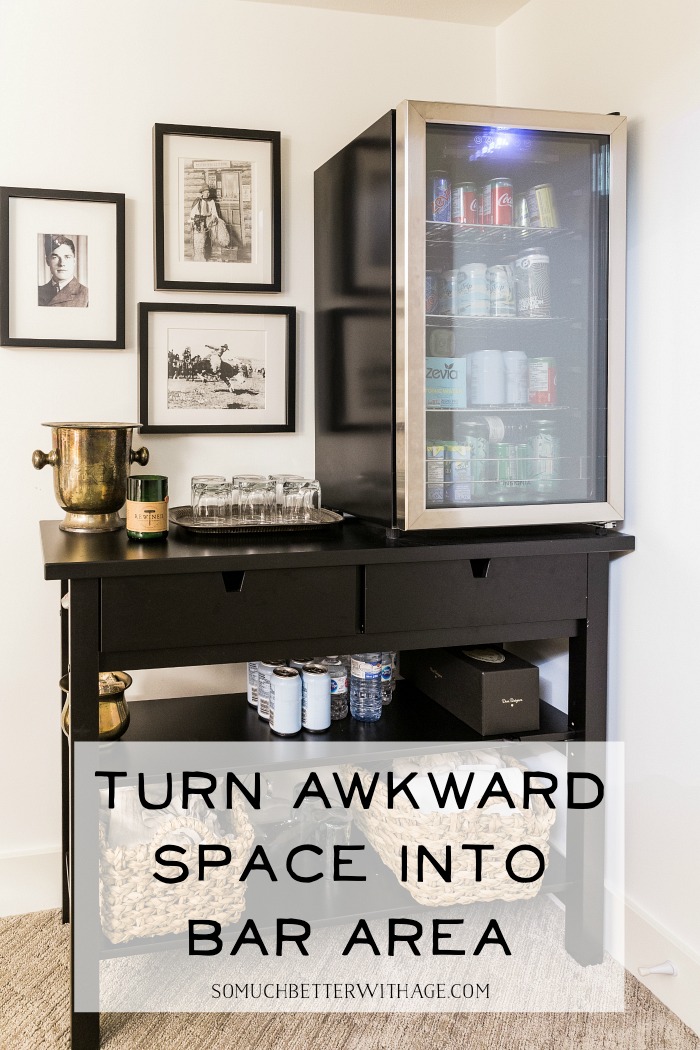 Bar Area Fills an Awkward Space & Bar Carts - Jamie Lundstrom