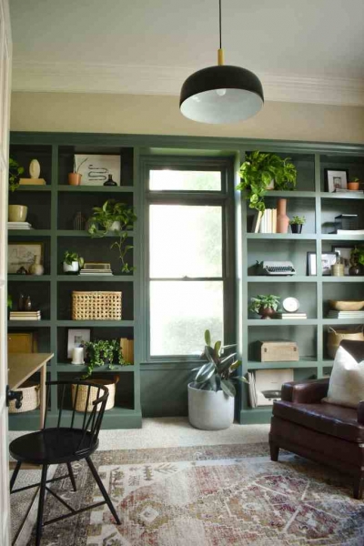 Beautiful Green Painted Room Inspiration for Office - Jamie Lundstrom